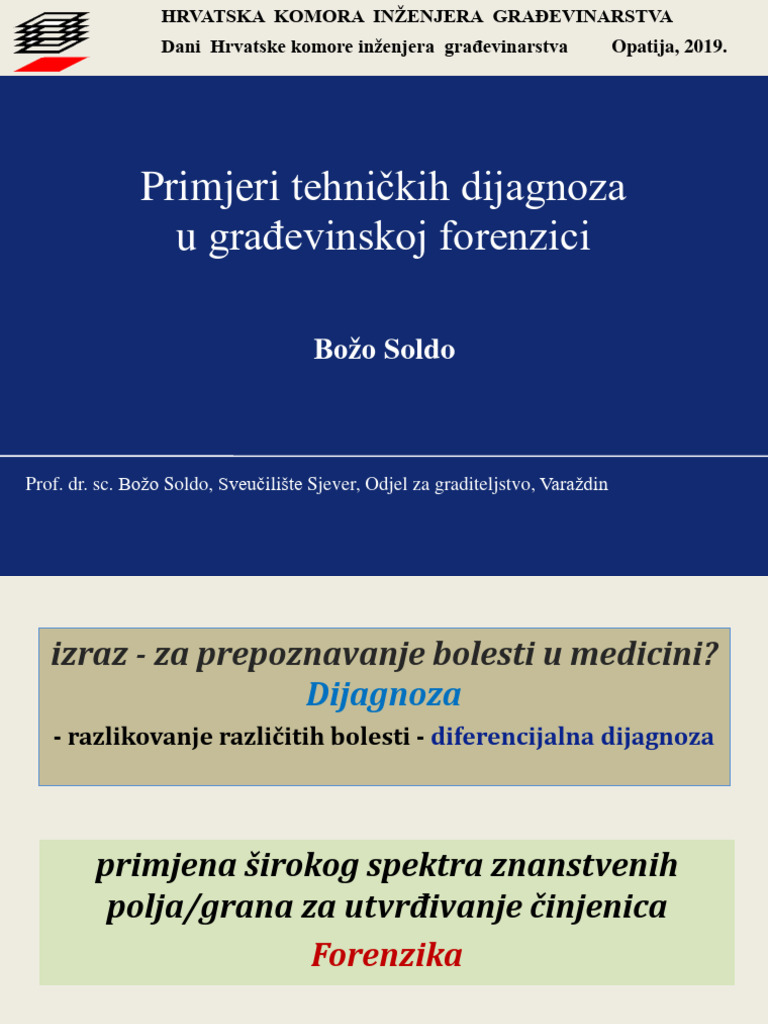 5.1. Primjeri Tehničkih Dijagnoza U Građevinskoj Forenzici - Božo Soldo | PDF