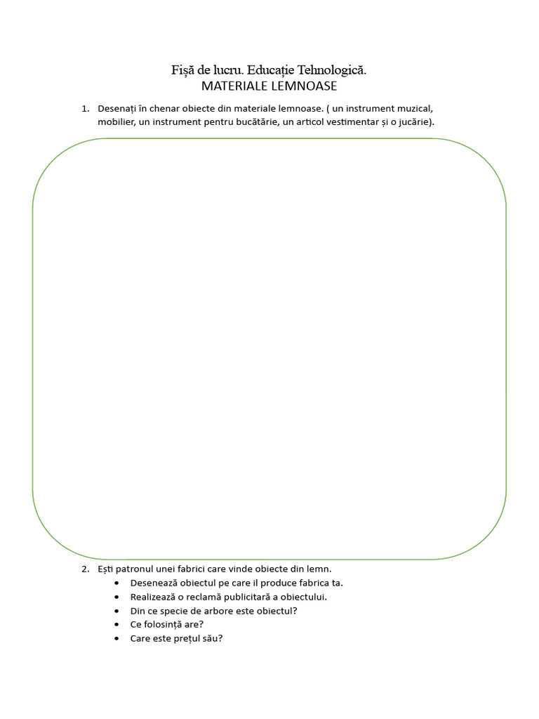 Fisa de Lucru. Materiale Lemnoase | PDF