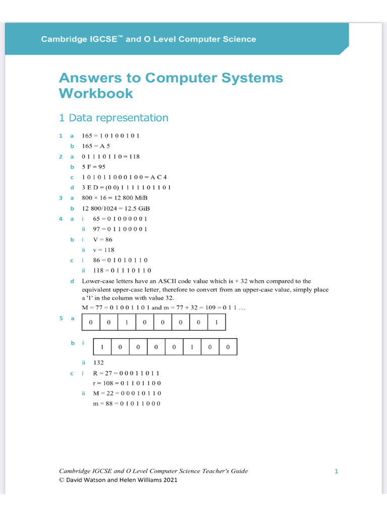 Computer Science Workbook Answers - Part 1 | PDF
