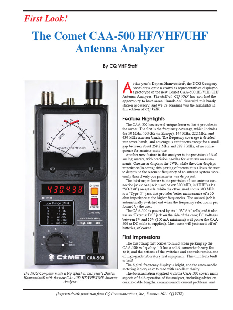 Caa 500 - CQ VHF | PDF | Very High Frequency | Antenna (Radio)