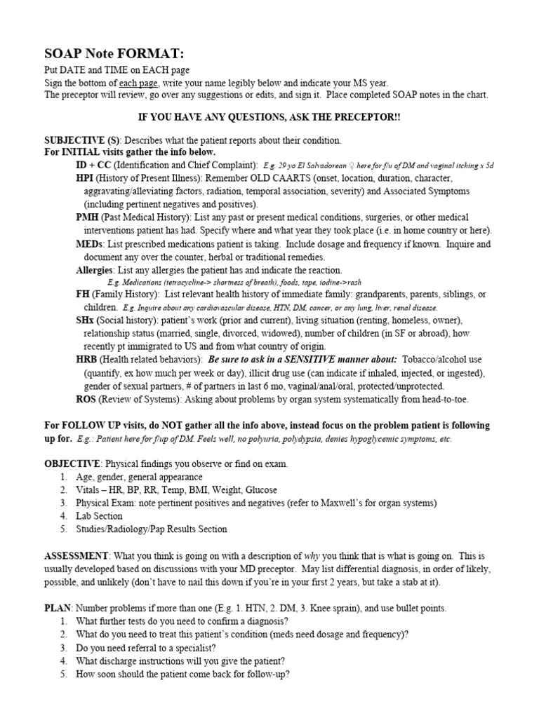 Soap Note Template 23 | PDF