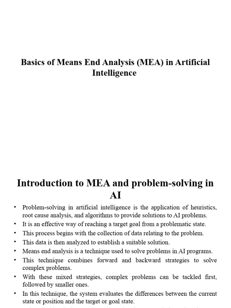 Basics of Means End Analysis (MEA) | PDF