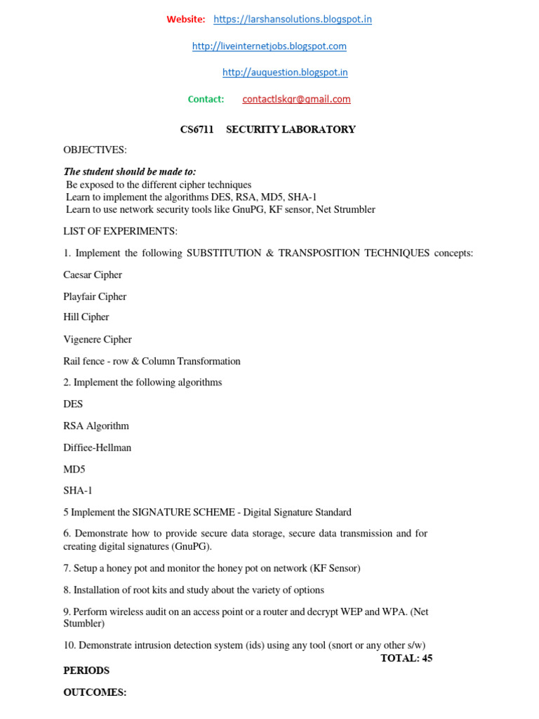 Computer Security Laboratory Manual | PDF | Security Technology | Cryptography