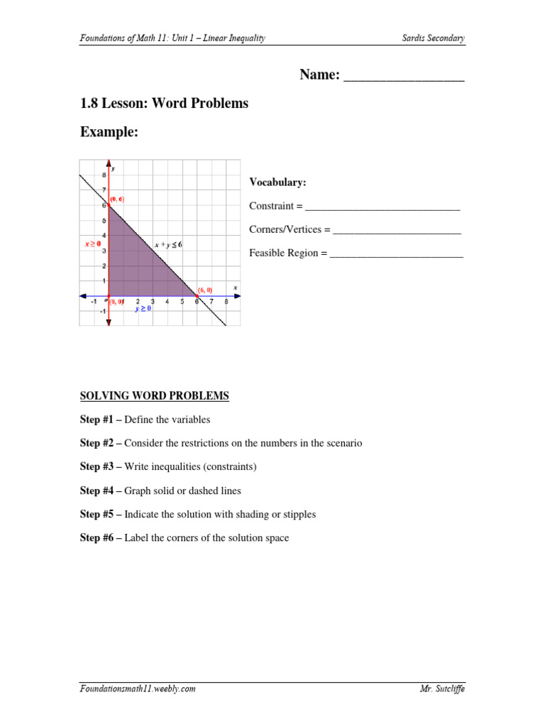 1.8 Lesson - Word Problems | PDF