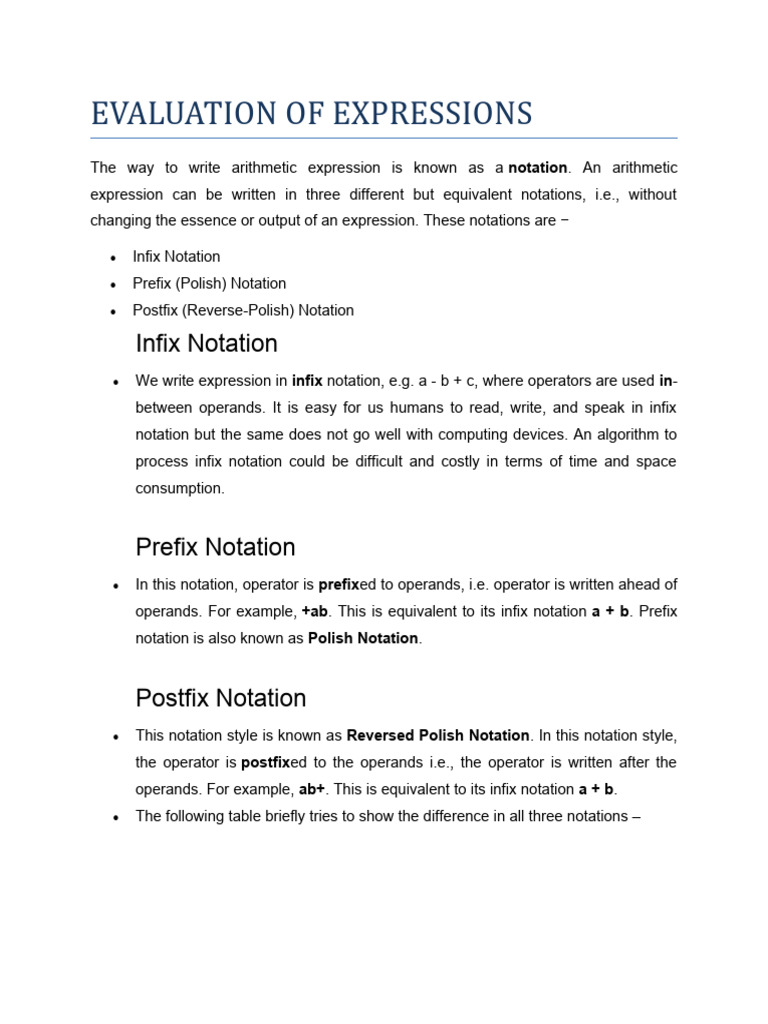 Evaluation of Expressions | PDF