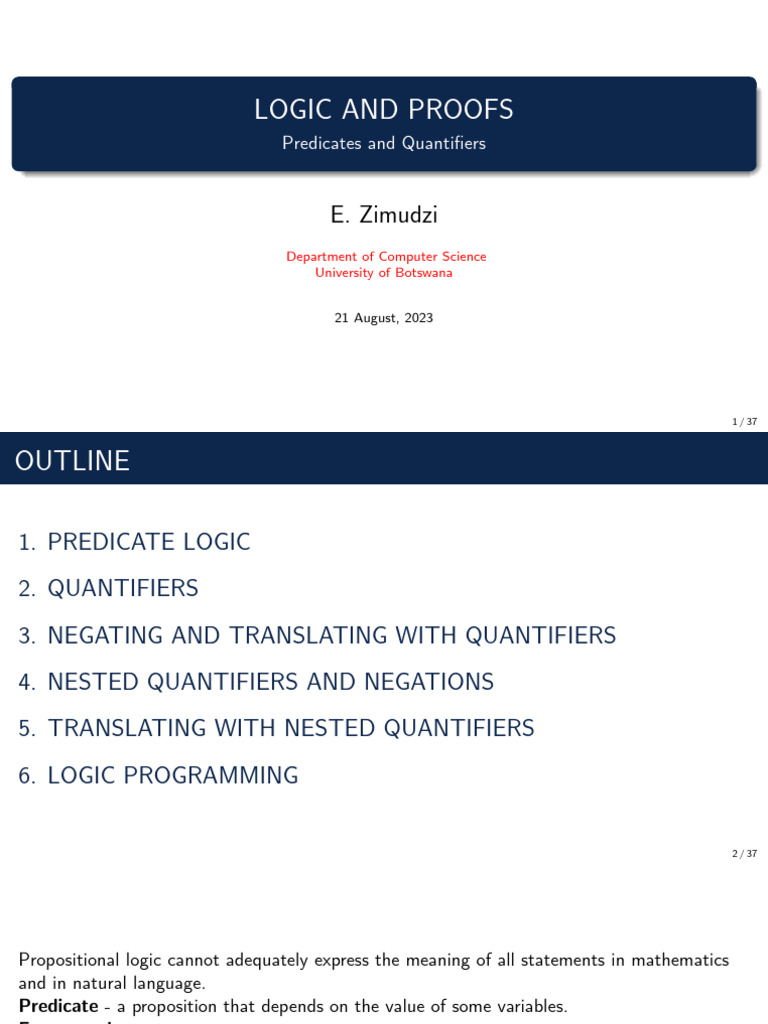 Predicates and Quantifiers | PDF
