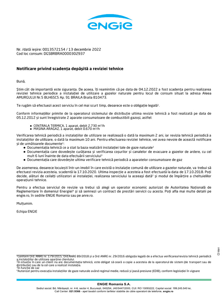 Factura ENGIE Romania NR 10320706728-1 | PDF