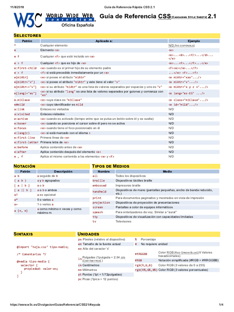 Guia Rapida css2 | PDF