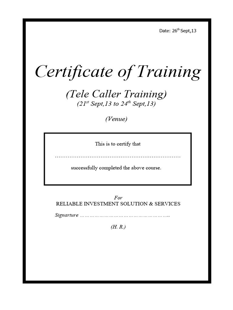 Training Letter | PDF