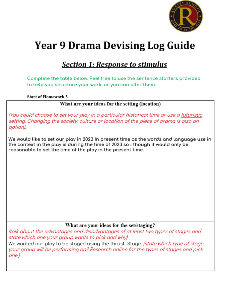 HW 3 - Devising Log | PDF