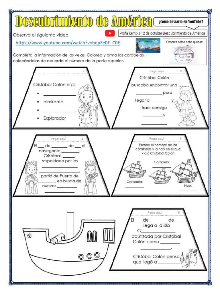 Actividades descubrimiento de América Profa Kempis | PDF