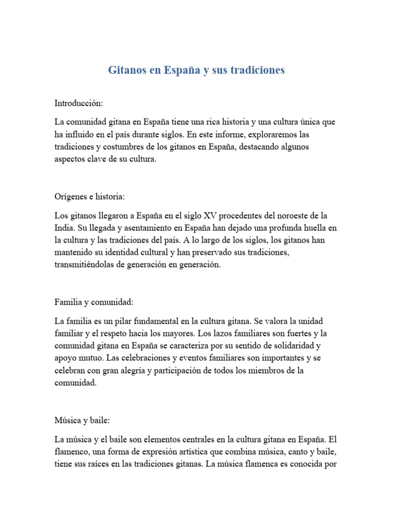 Gitanos en España y Sus Tradiciones | PDF | Pueblo romaní | Tradiciones