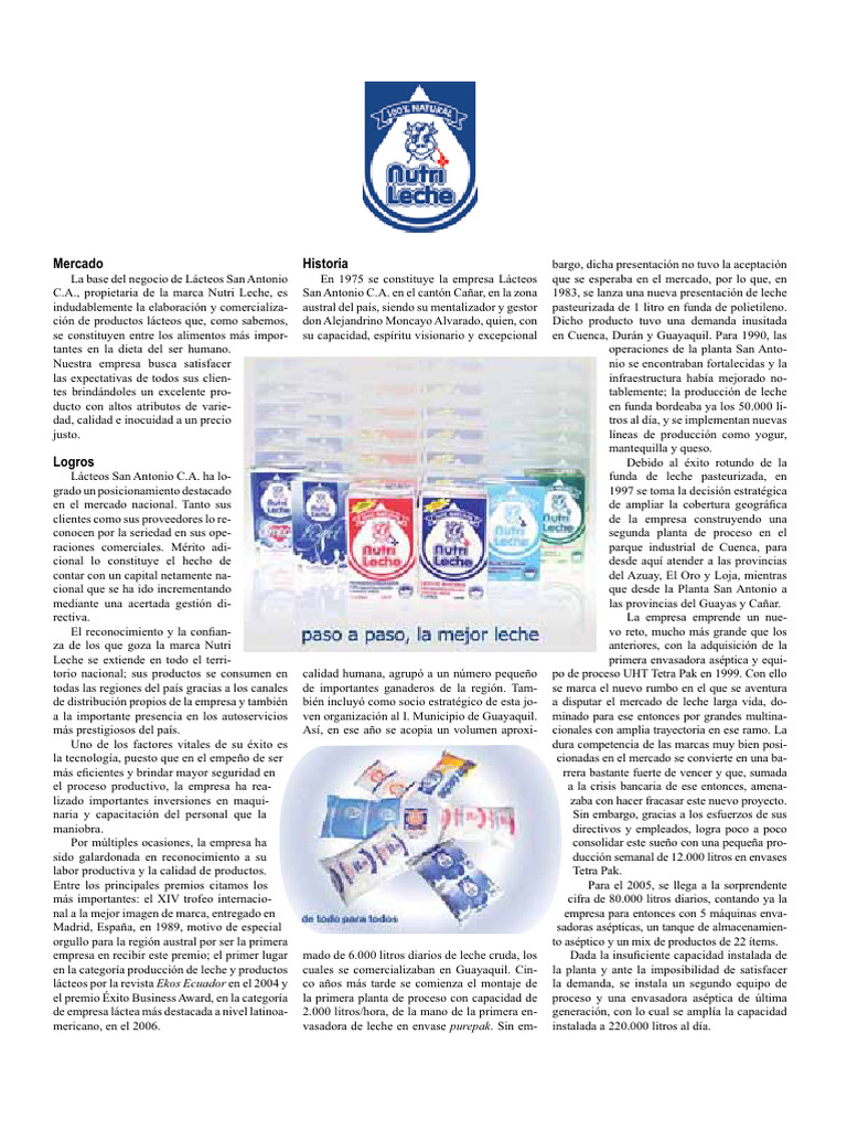 Historia y Éxito de Nutri Leche en Ecuador | PDF