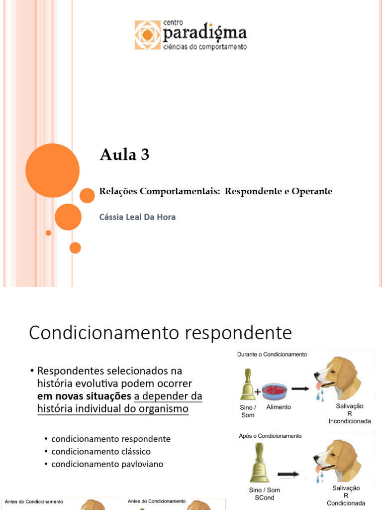 AULA 03 - Condicionamento Respondente e Operante | PDF | Comportamento ...