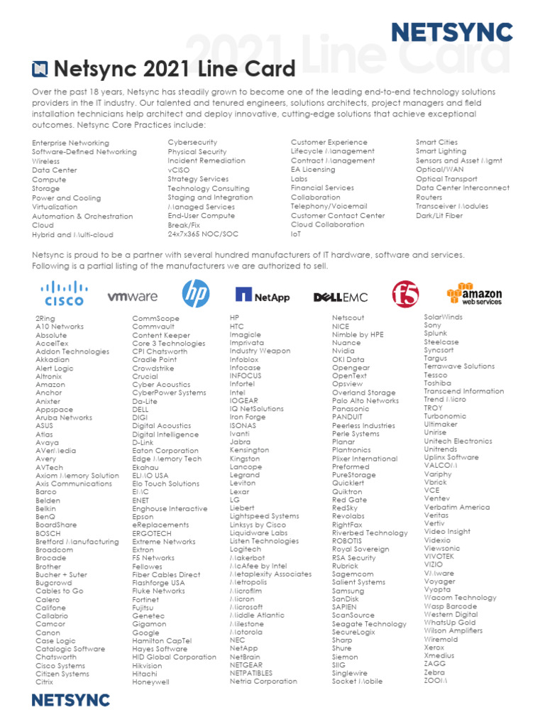 Netsync 2021 Linecard | PDF