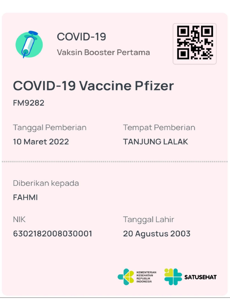 Sertifikat Vaksin 3 Fahmi | PDF