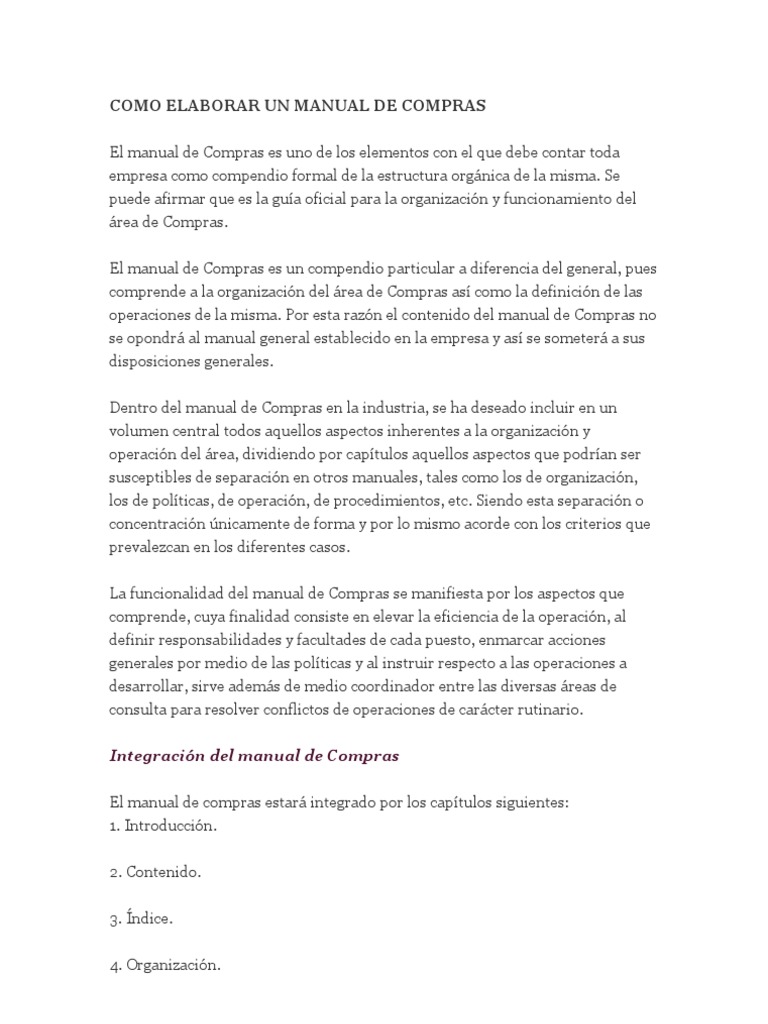 Como Elaborar Un Manual de Compras | PDF | Calidad (comercial) | Negocios (general)