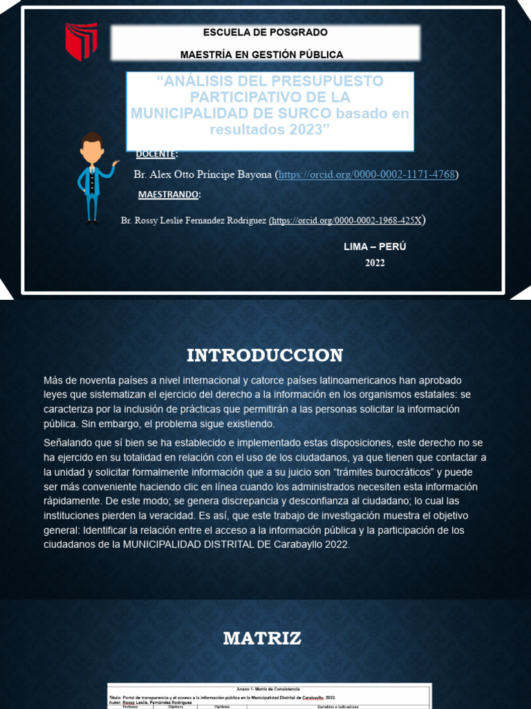 Análisis Presupuesto Participativo Surco 2023 | PDF | Informática