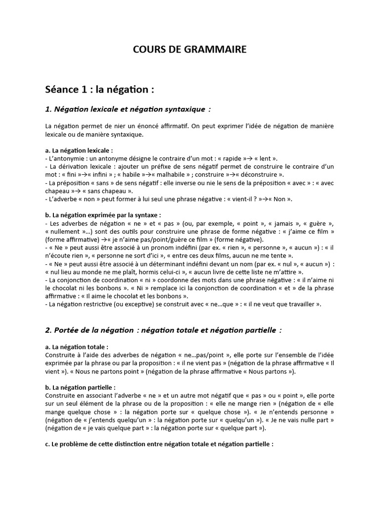 Synthèse Grammaire | PDF | Philosophie