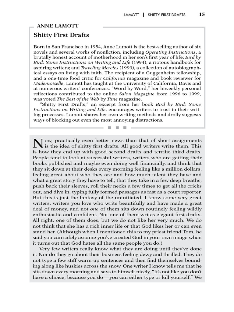 Lamott, Shitty First Drafts | PDF
