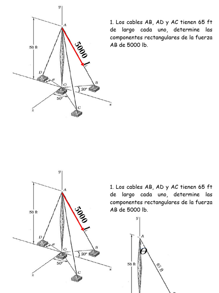PP Ejercicios Cáculo de Componentes Rectangulares en 3D (Parte 2) | PDF