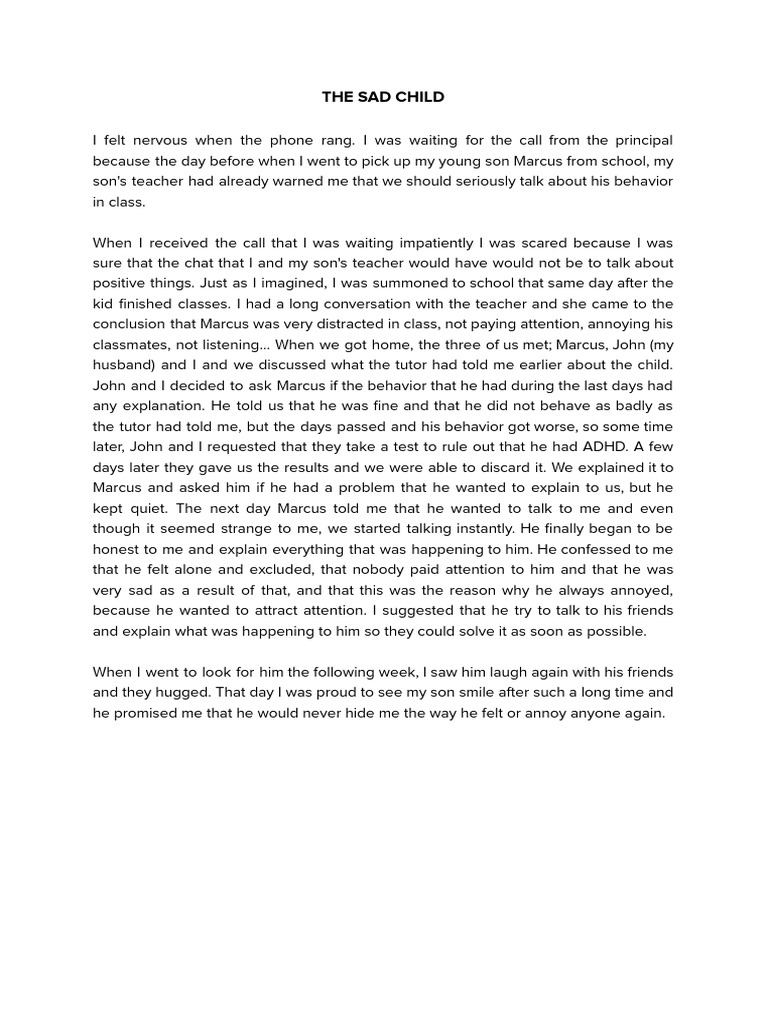 Story_ the sad child | PDF