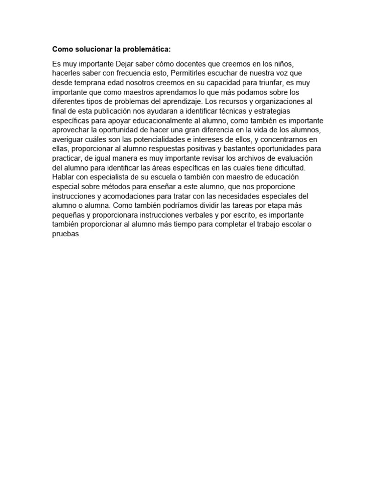 Como Solucionar La Problemática | PDF