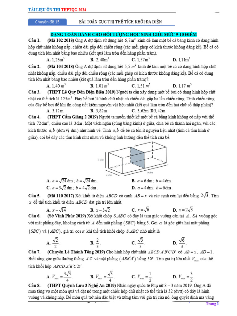 Chuyên Đề 15 Max Min Trong Khối Đa Diện 910 | PDF