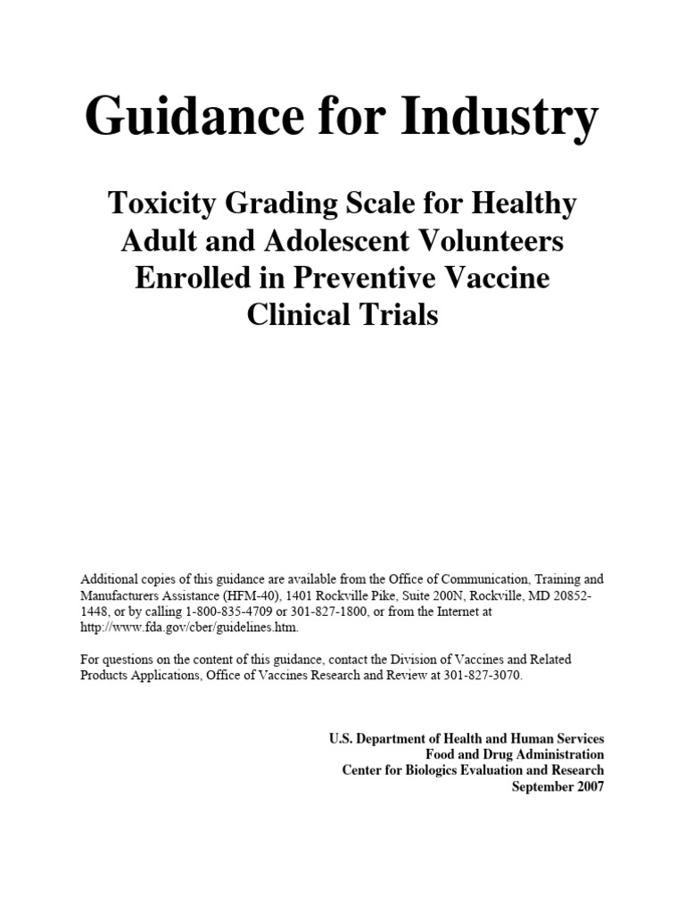 Toxicity Grading for Vaccine Trials | PDF | Self-Improvement | Wellness