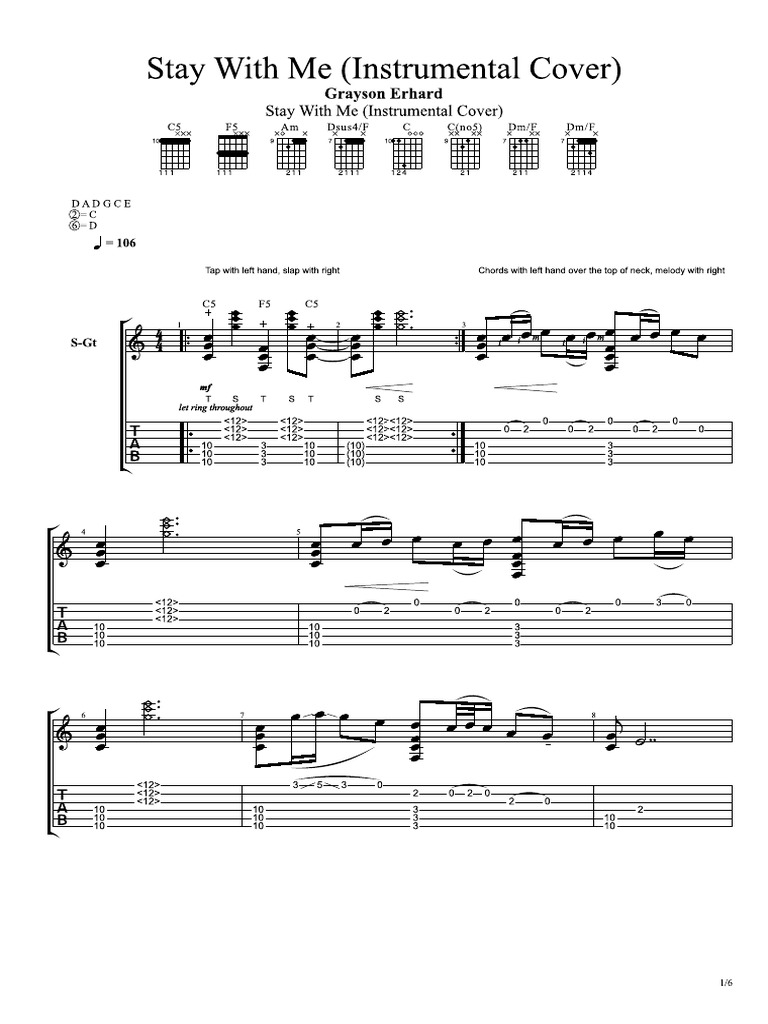 Grayson Erhard - Stay With Me (Cover) | PDF