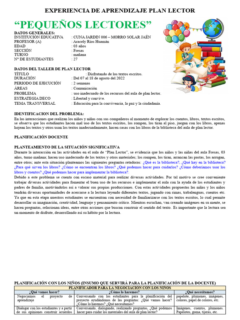Proyecto Plan Lector | PDF