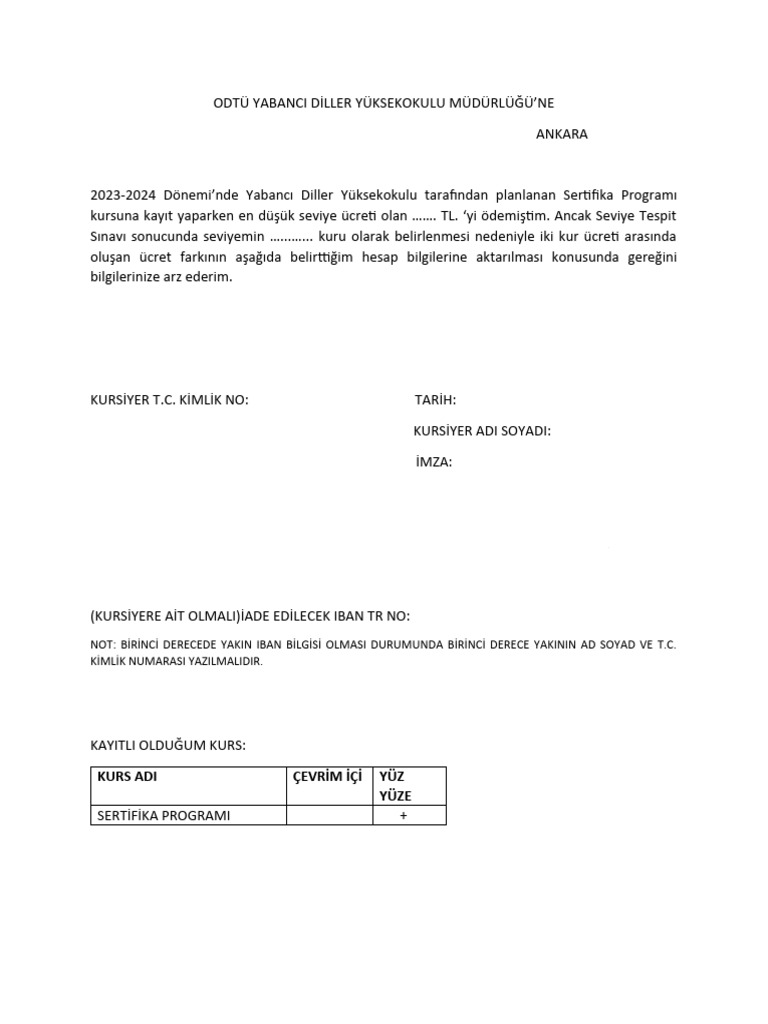 Sertifika Ã Cret Fark Iade Dilekã Esi | PDF