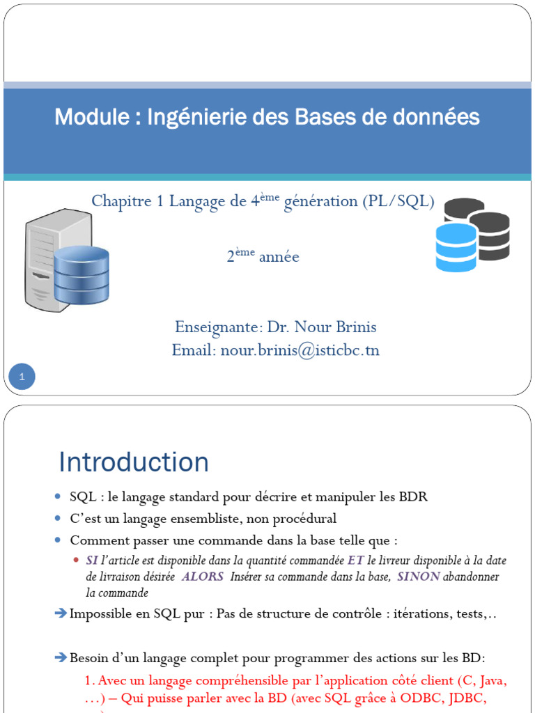 Introduction à PL/SQL pour BDD | PDF | Ordinateurs
