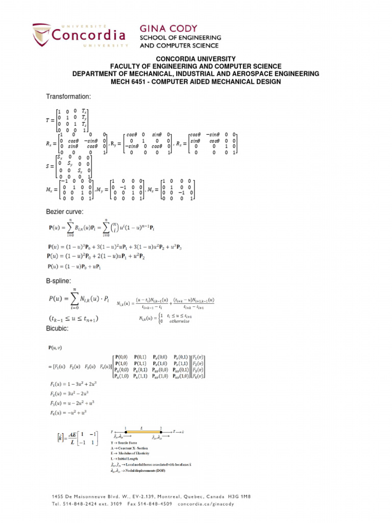 MECH 6451 Formula Sheet | PDF