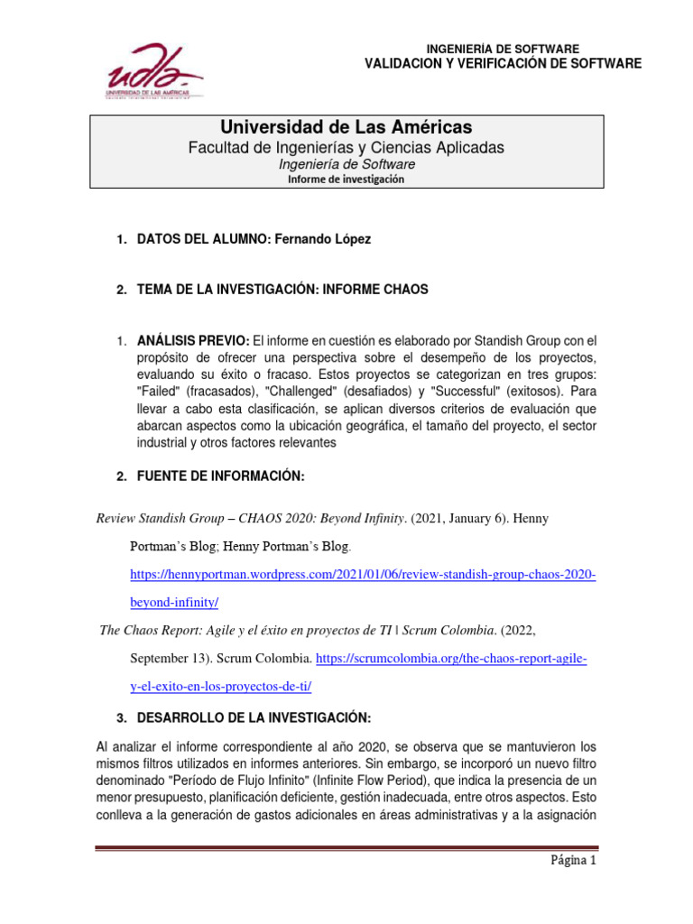 FL - P1-TA-2 Investigación Infome CAOS | PDF