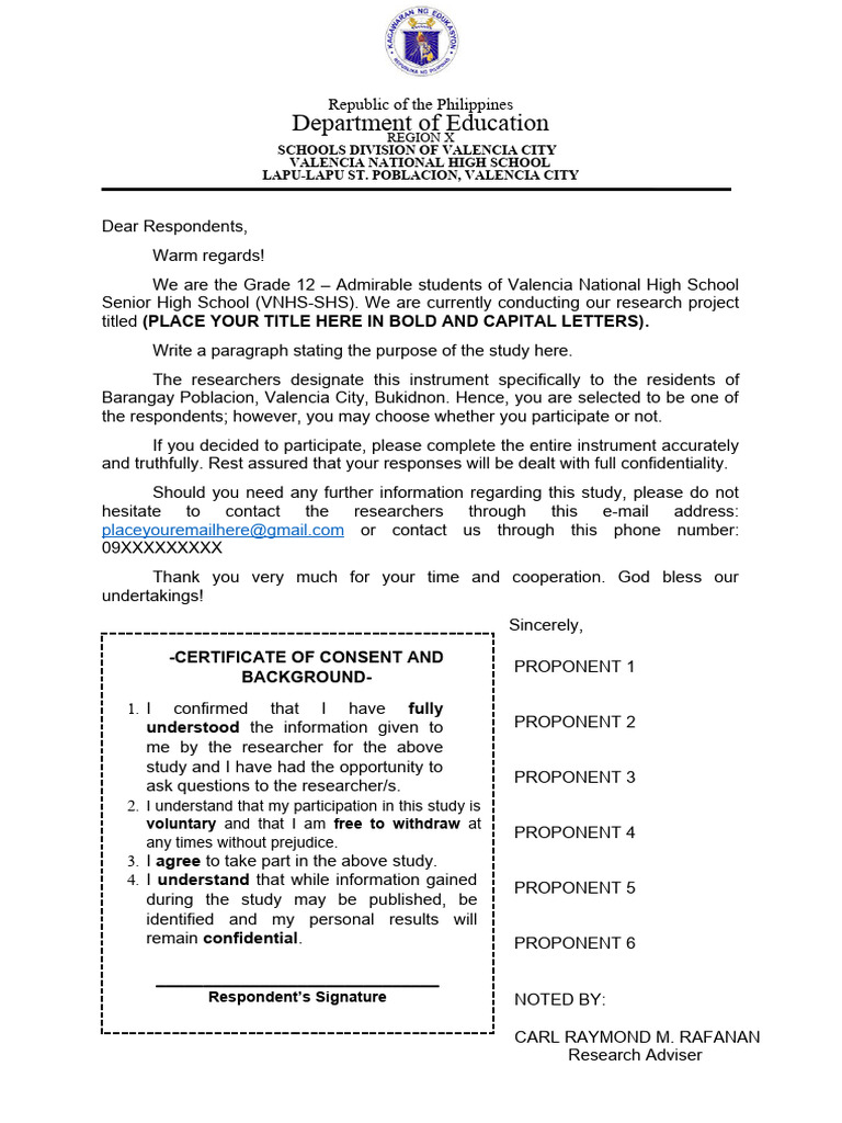 Letter To The Respondents Template | PDF