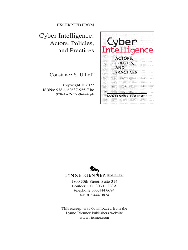 Cyber Intelligence:: Actors, Policies, and Practices | PDF | Cyberwarfare | Security