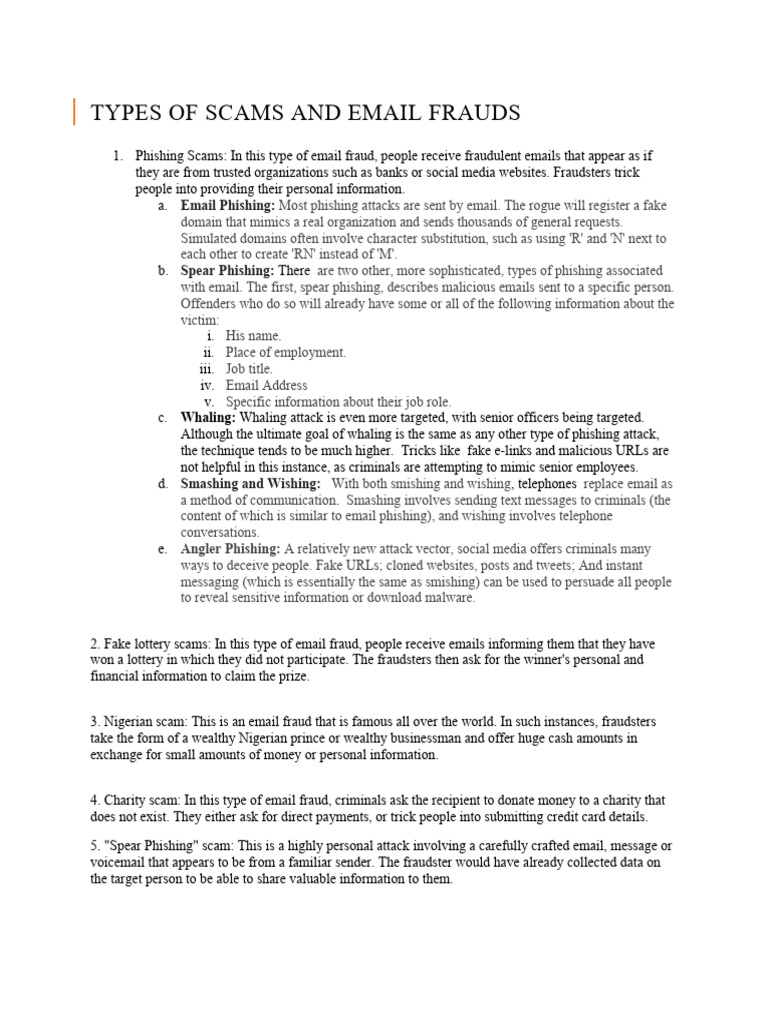 Scams and Email Frauds | PDF | Phishing | Information Technology