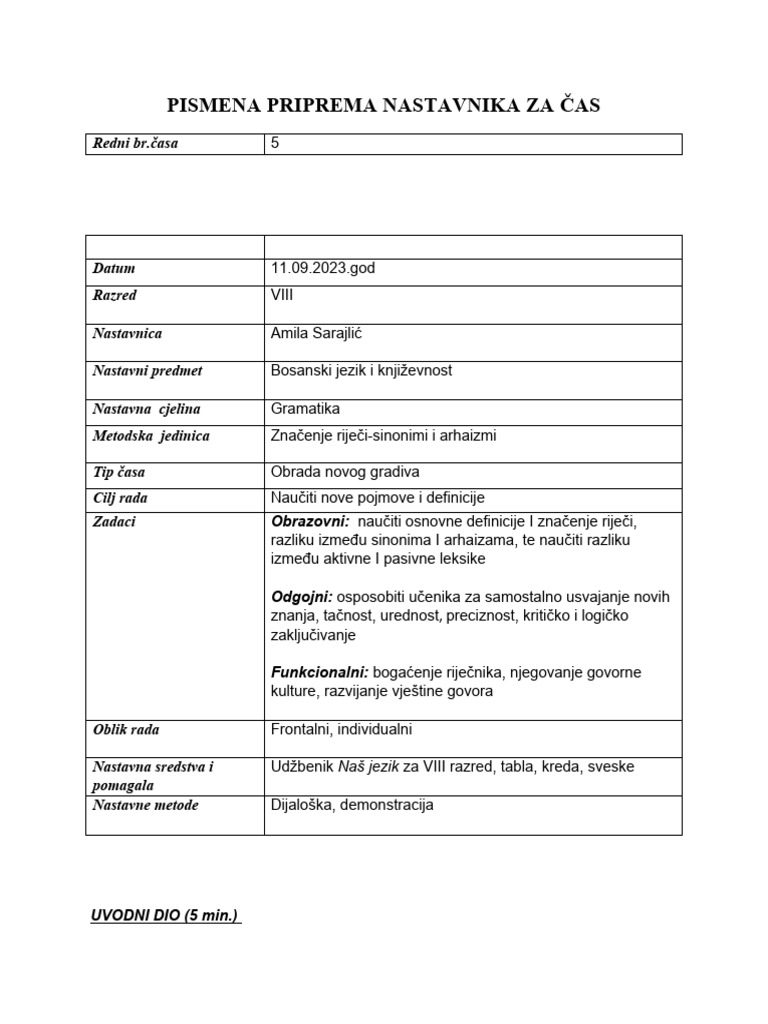 Sinonimi I Arhaizmi BR.5 | PDF