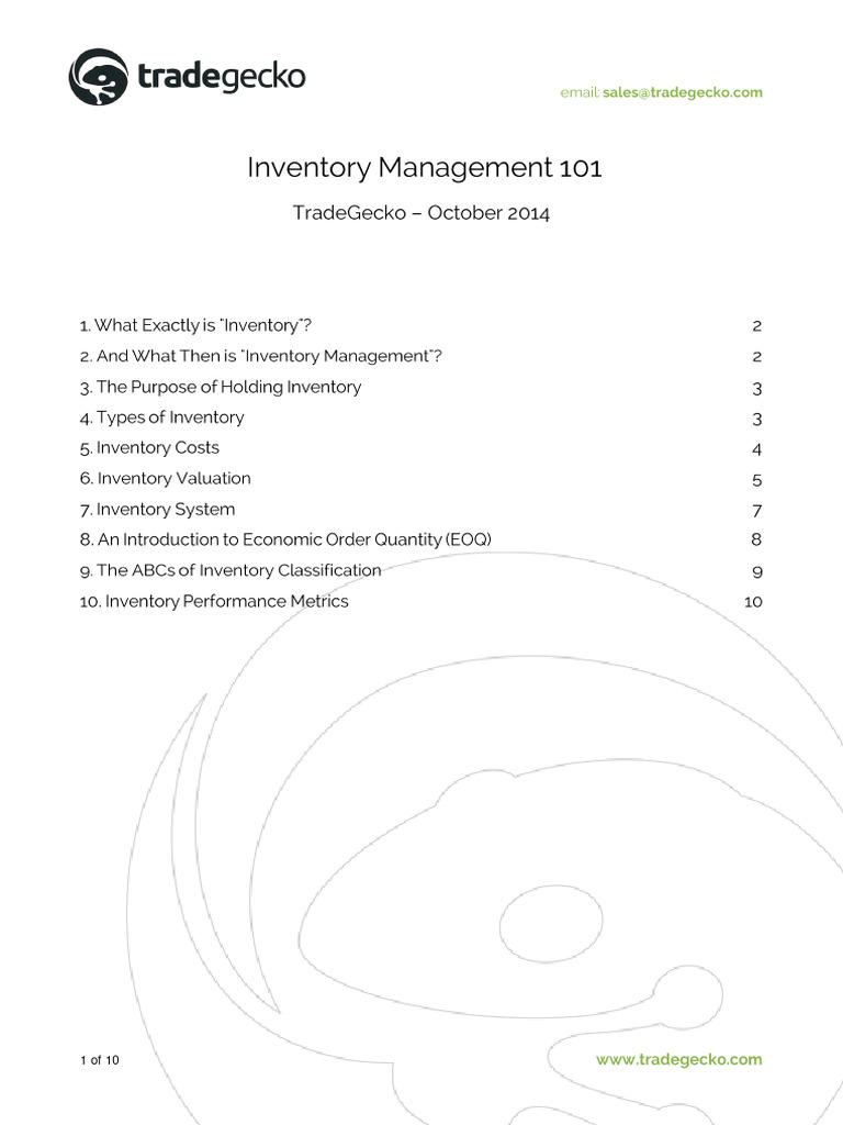 TradeGecko Inventory Management 101 | PDF