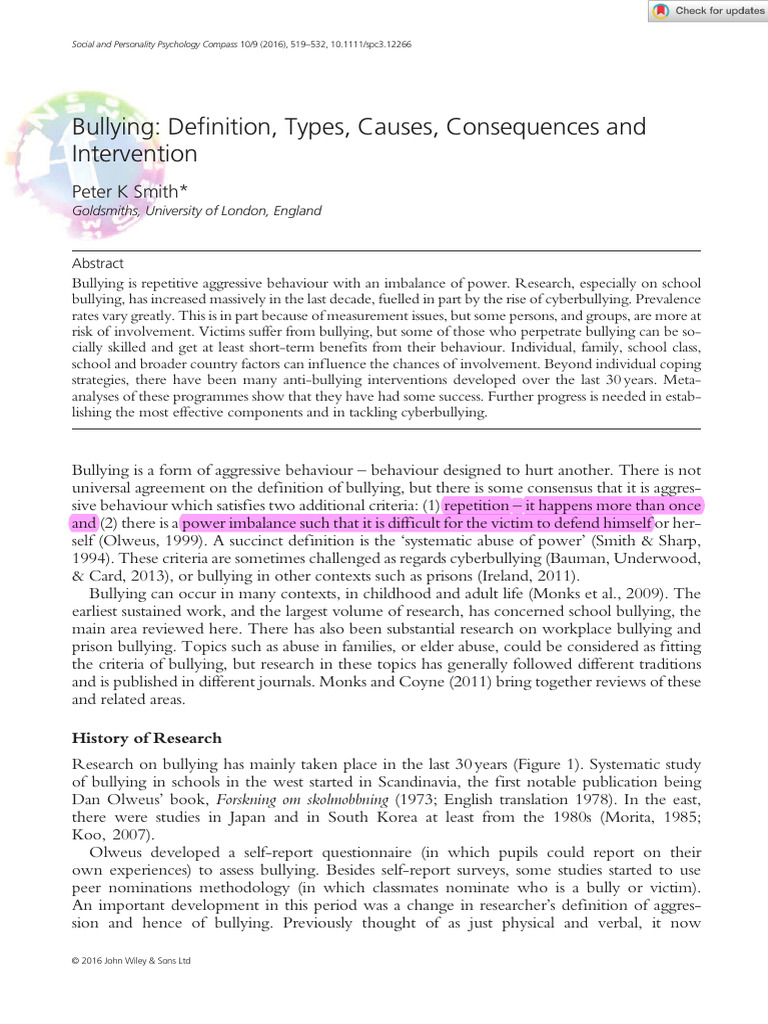 Bullying Definition, Types, Causes, Consequences and | PDF | Social Science