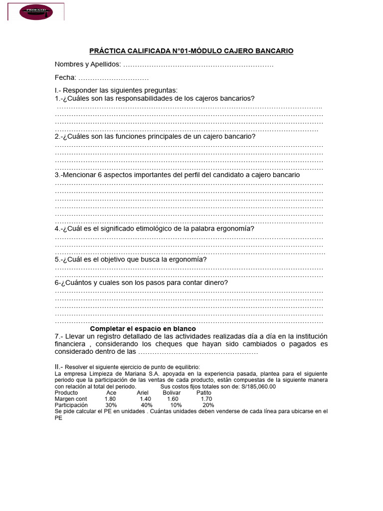 Práctica Calificada N°1 | PDF