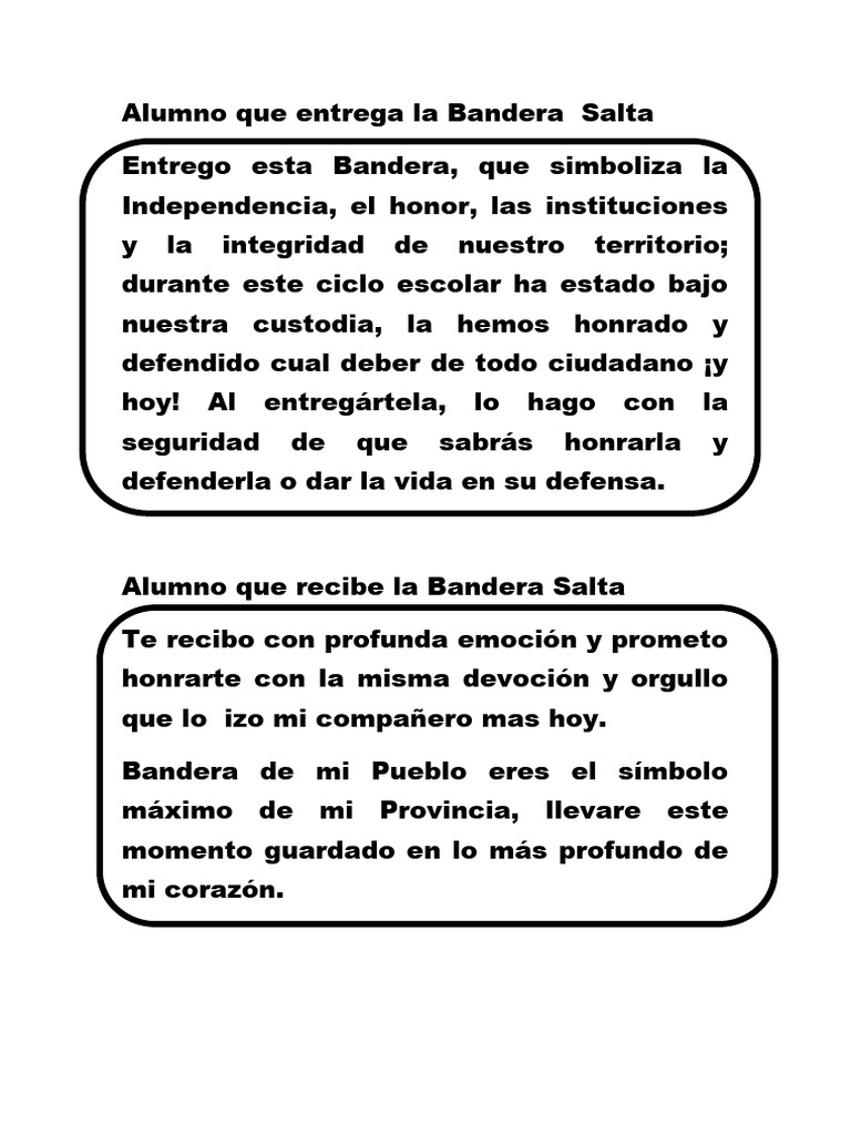 Palabras Para Entrega Y Recepción De Bandera Pdf