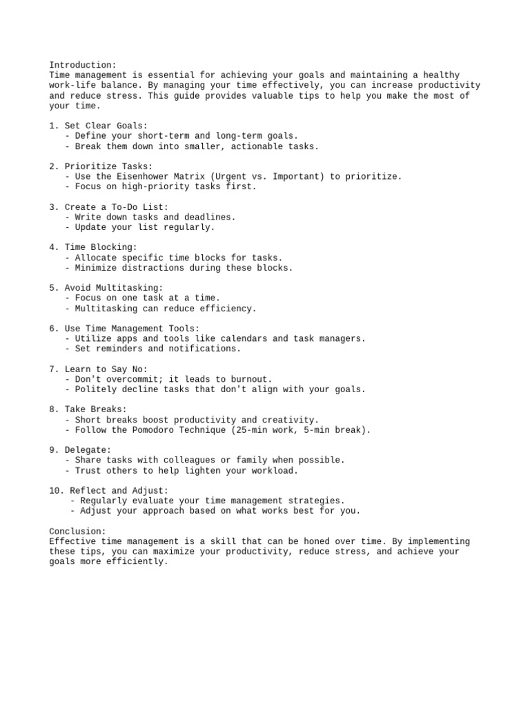 Essential Time Management Tips | PDF