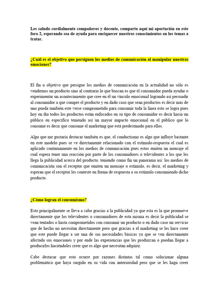 Foro 2 Mot. Emocion | PDF