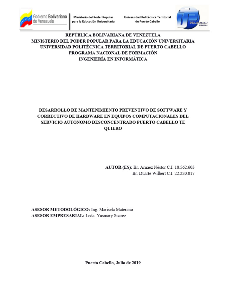 Proyecto Uptpc 072019 | PDF