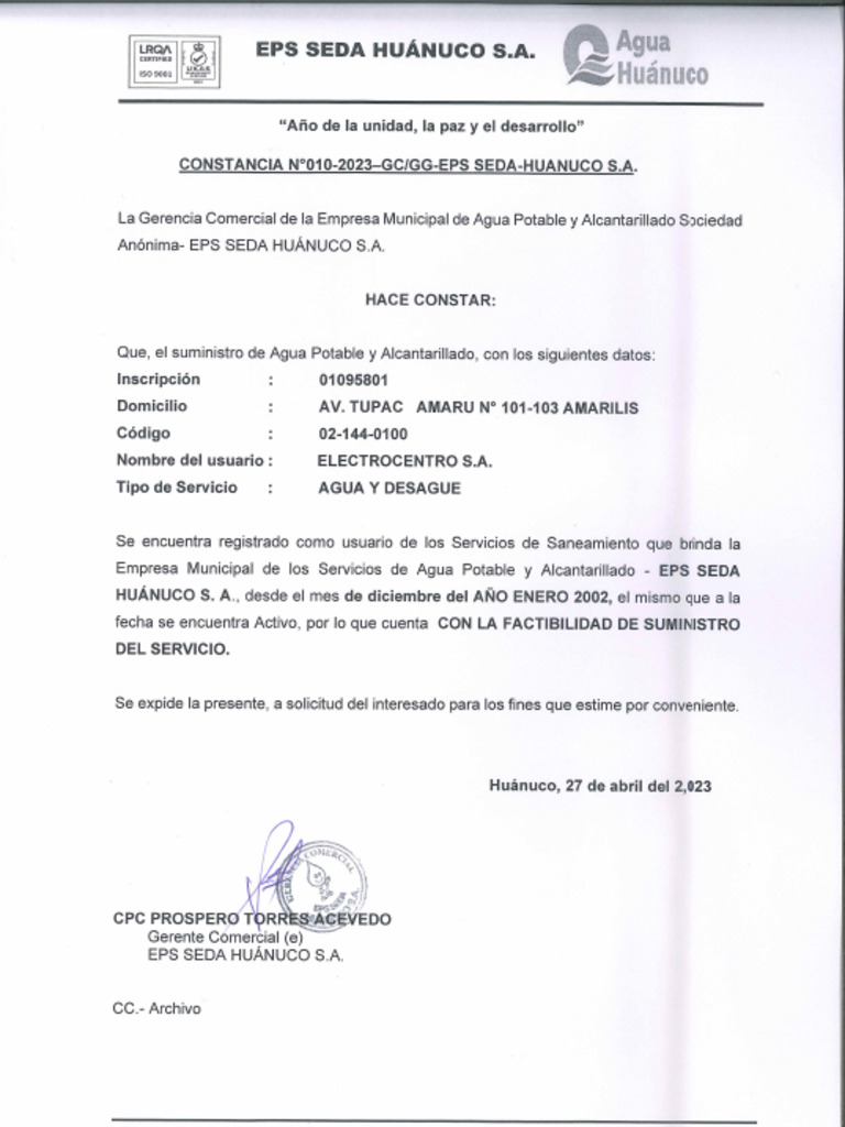 04.-Factibilidad de Servicios de Agua y Alcantarillado | PDF