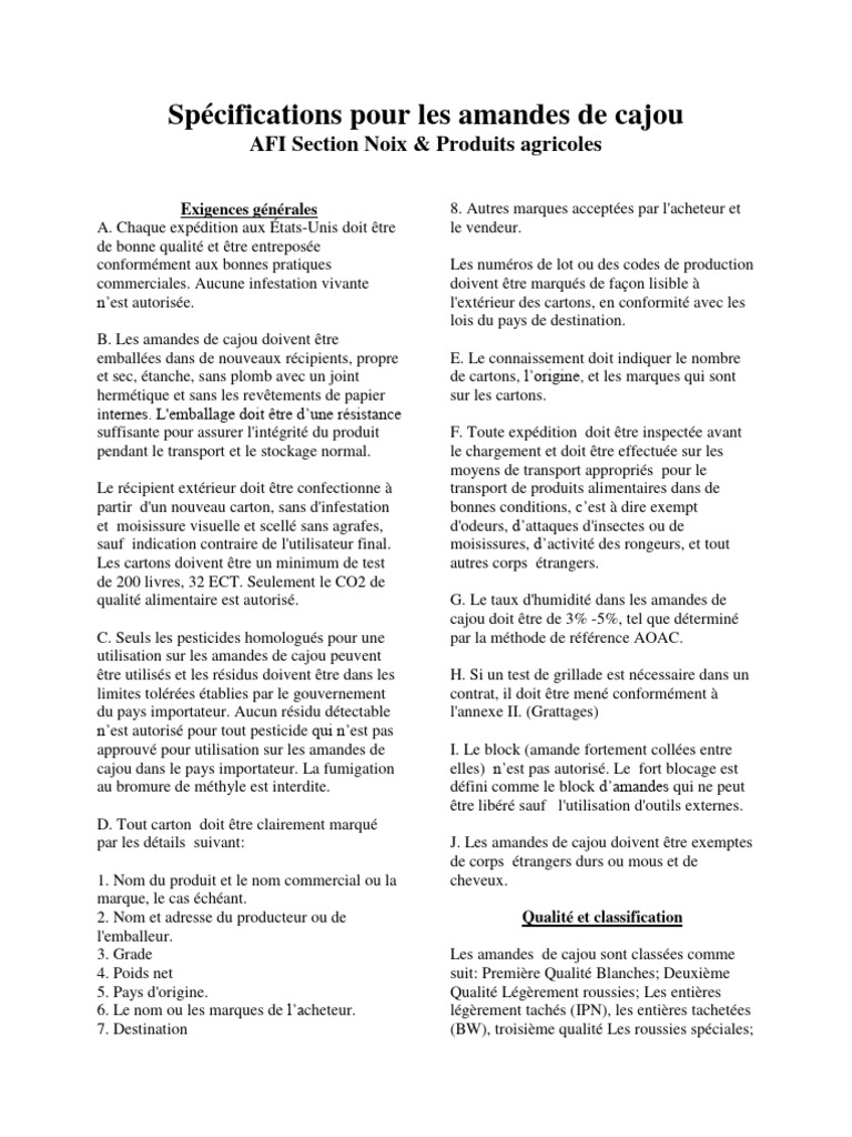 Norme Afi Francais Cajou | PDF