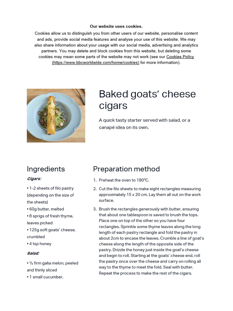 Baked Goats' Cheese Cigars - Rachel Khoo's Kitchen Notebook - Co | PDF ...