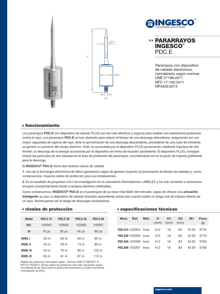 Pararrayos Cebado - Ingesco - PDCE | PDF | Informática | Tecnología